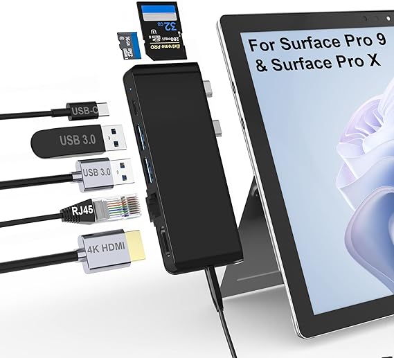 Amazon.com: Surface Pro 9 Docking Station,Surface Pro 9 10 11 Hub Adapter with 100 Mbps LAN, 4K ...