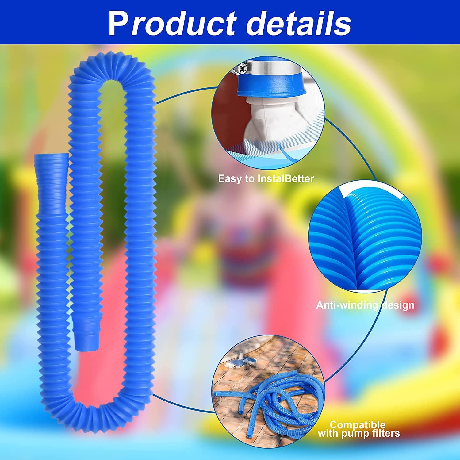 Pipihome Swimming Pool Hose, Replacement Hose for All Ground Pools ...