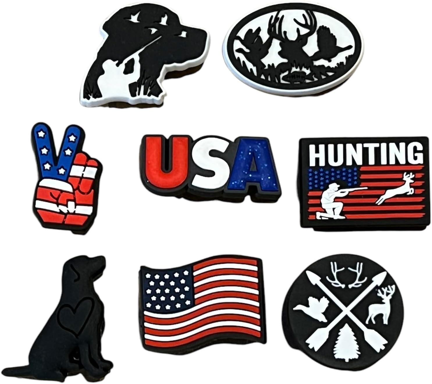 Amazon.com: American Hunting Shoe Charms Set, 8 PCS Patriotic Outdoor ...