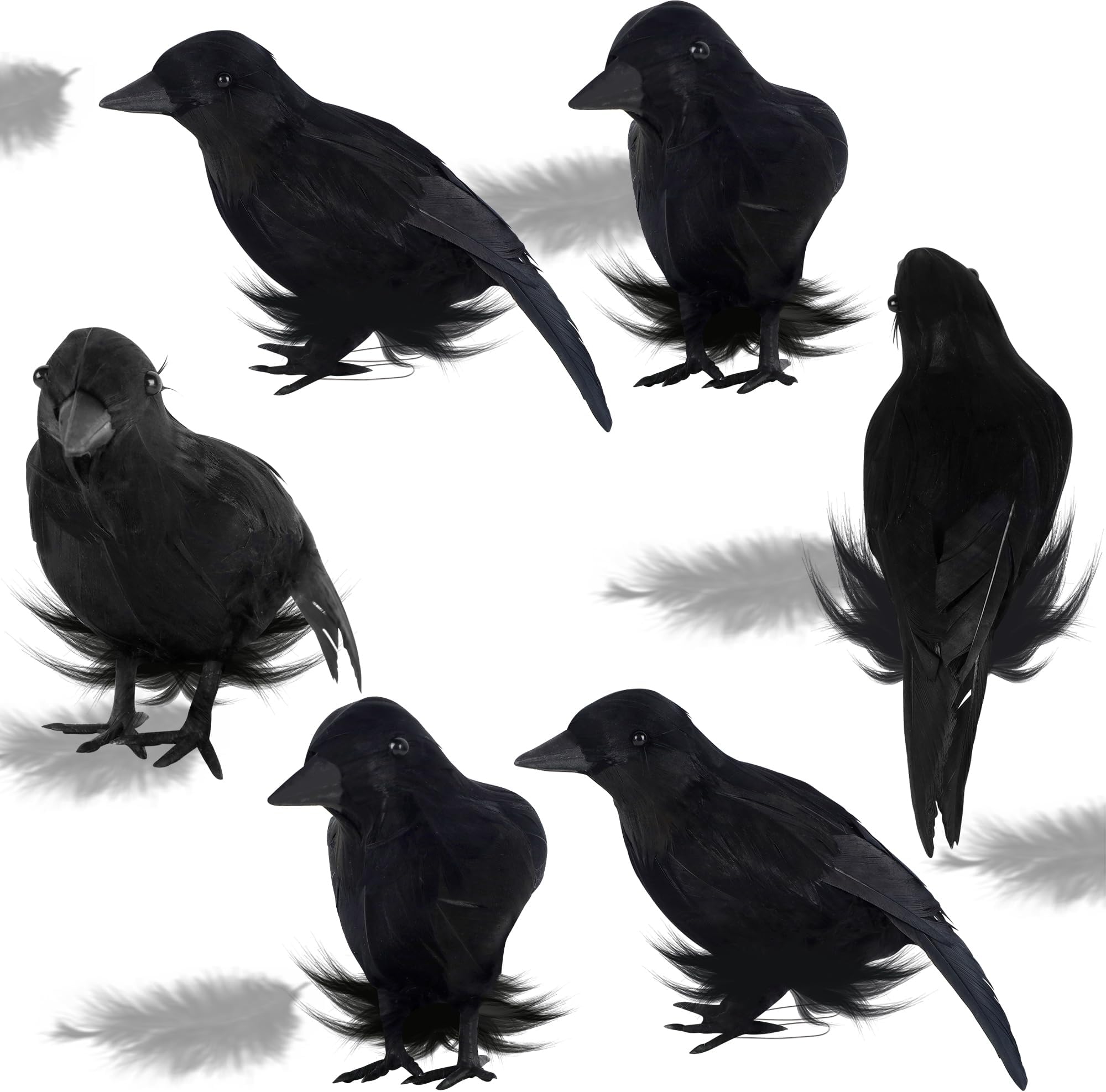 Amazon.com: Poen 16 Pcs Halloween Crow Decorations Hanging Crow Decor 4 ...