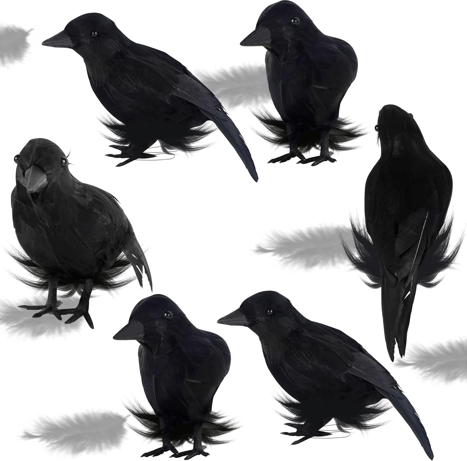 Amazon.com: ATDAWN Halloween Birds, Black Feathered Crows, Realistic ...