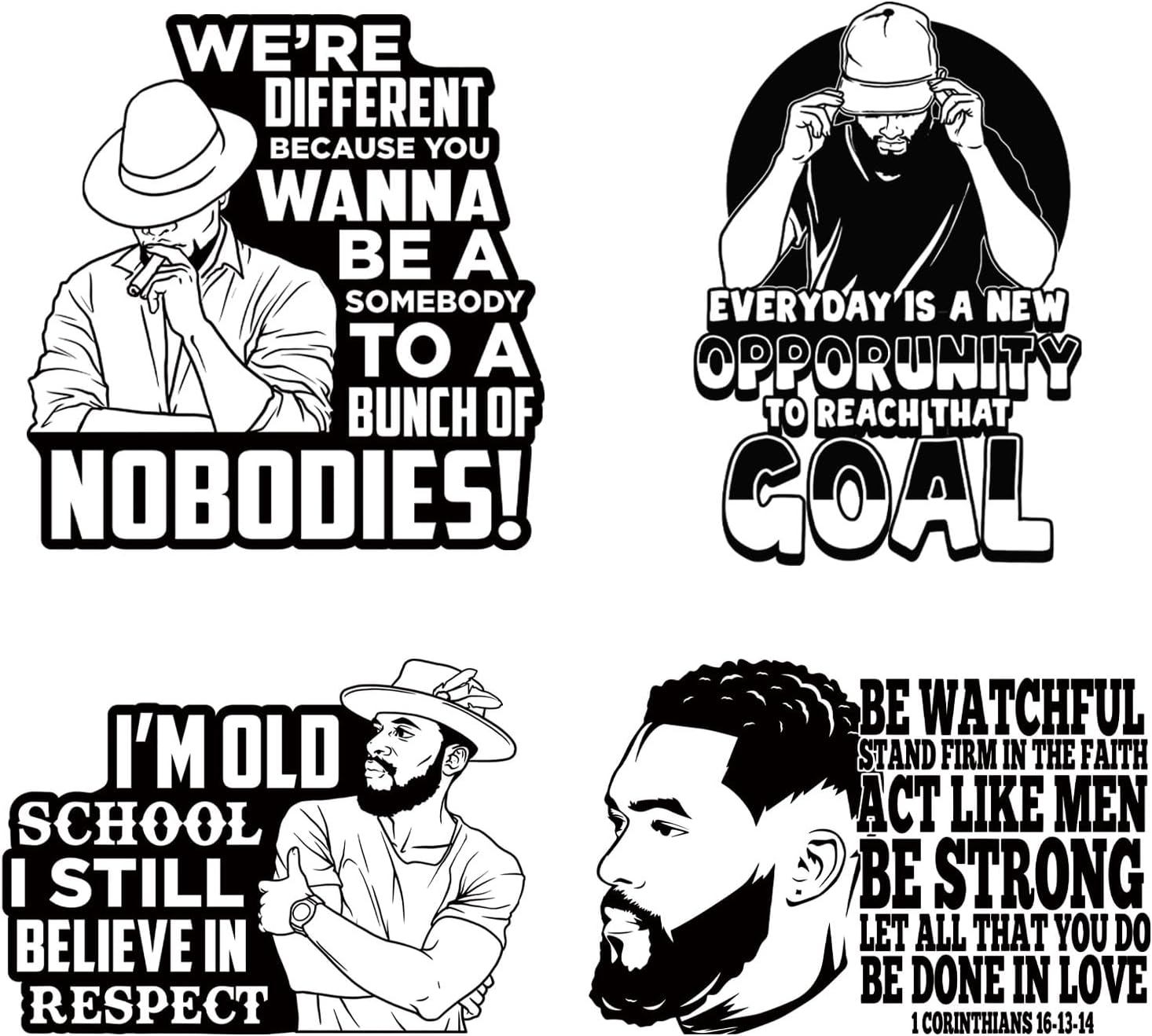 Amazon.com: 7PCS Black Man Small Size Iron On Decals Thermal Transfer ...