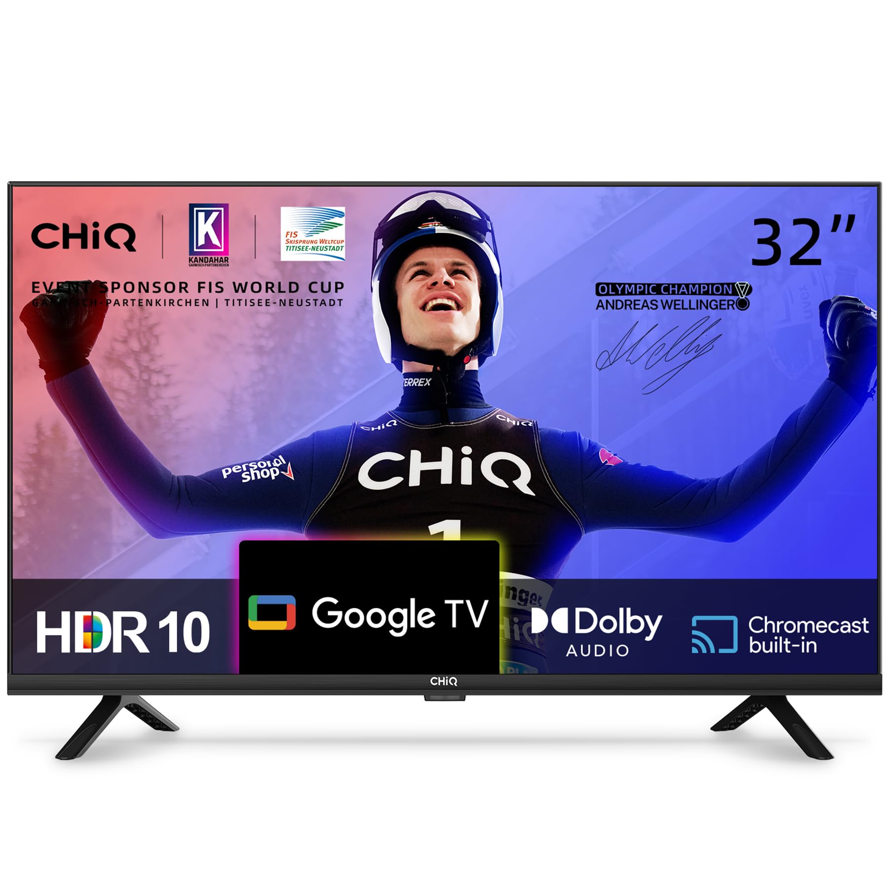CHIQ L32H7G 32 Pouces TV Smart TV HD LED Design sans Cadre HDR Google ...