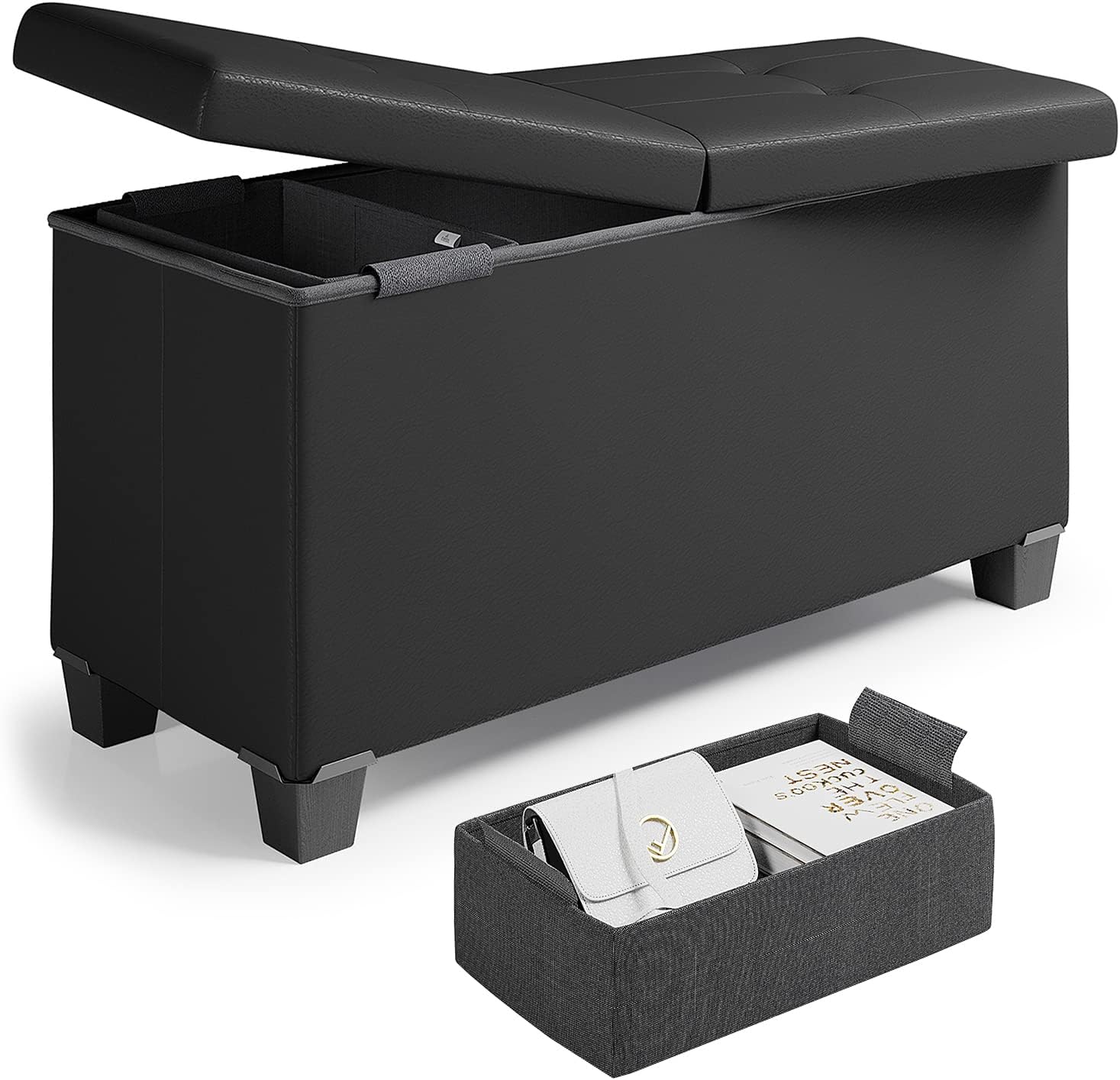 Amazon.com: Nestl Storage Ottoman Bench with Storage Bins, 30-In Storage Bench for Bedroom End ...