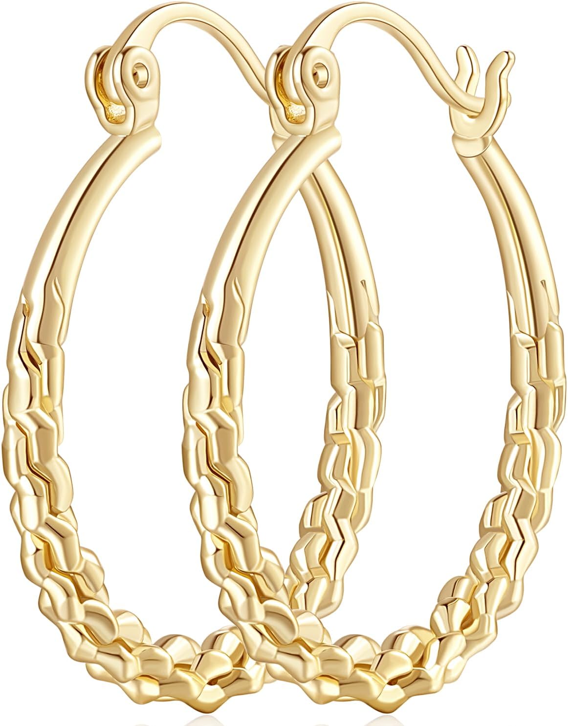 Amazon.com: AMELINE Hoop Earrings Women 14K Gold Hoop Earrings for ...