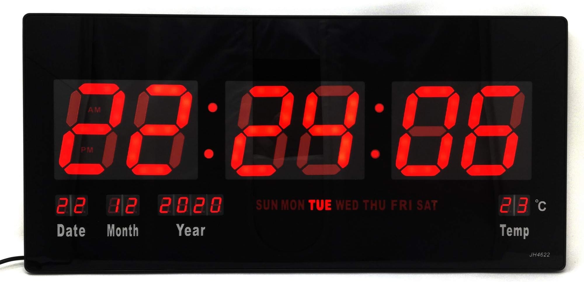 Sanda SD-4130 Reloj Digital de Pared y Mesa Led Color Rojo Calendario Termometro Alarma ...