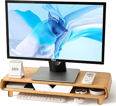 Amazon.com: Homerays Monitor Stand with Drawer, Exquisite Computer ...