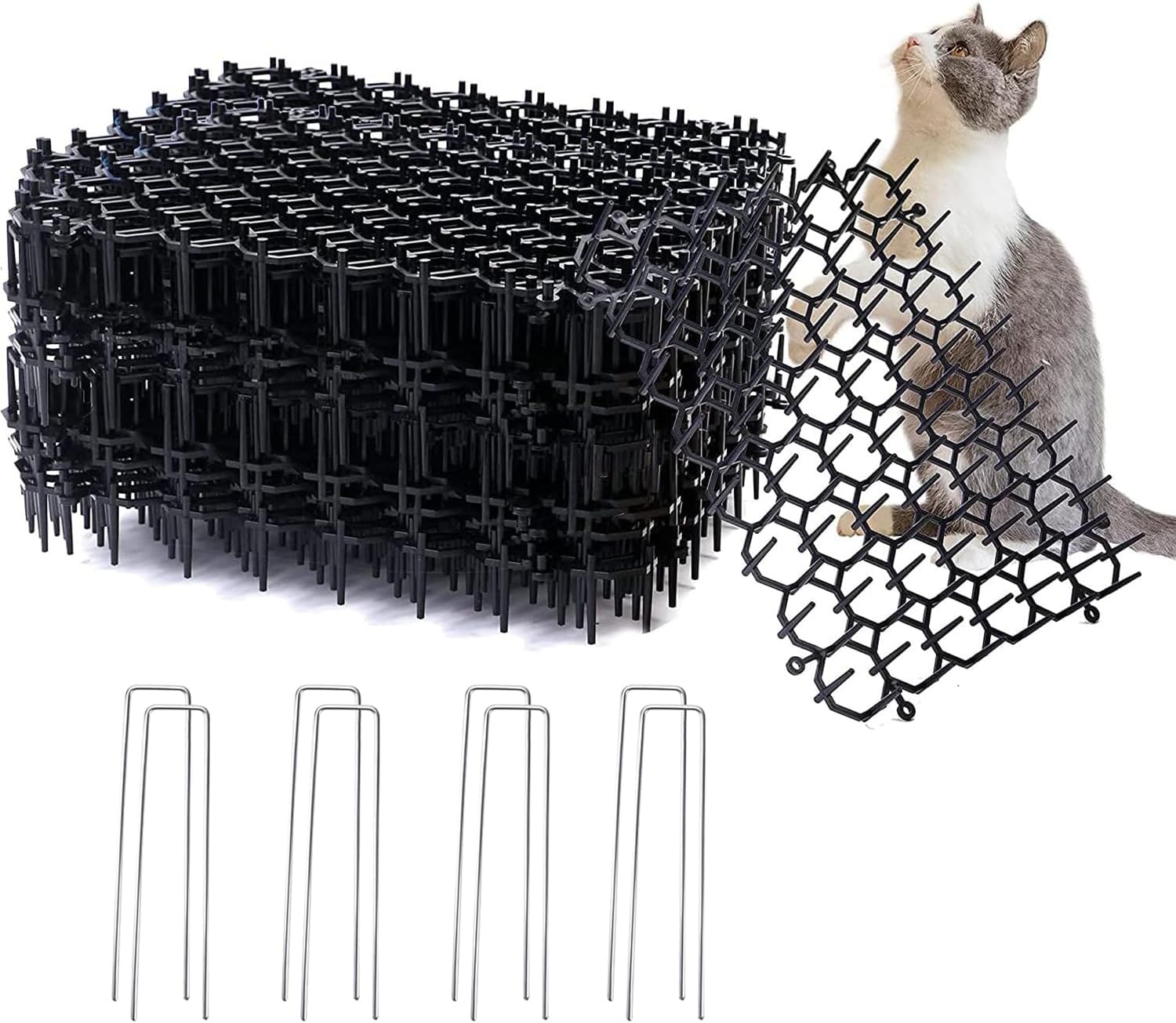 12pcs Anti Cat Spike Mats with 8 U-shaped Pegs Plastic Cat Repellent ...