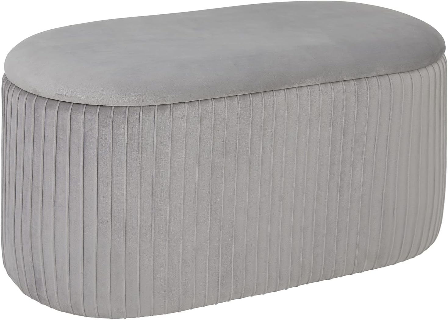 Amazon.com: PINPLUS Round Storage Ottoman, Silver Large Velvet Storage ...