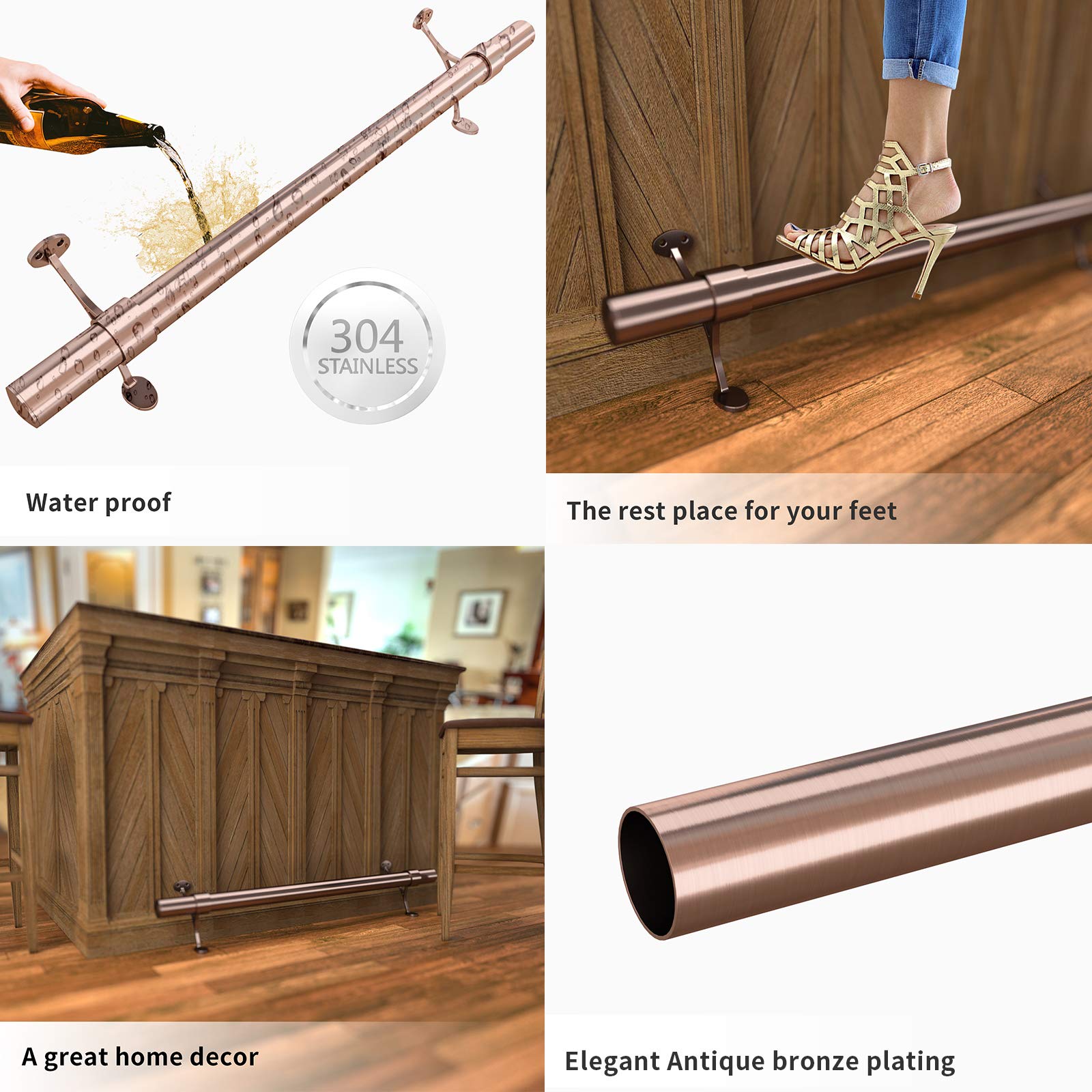 Snapklik.com : 6ft Bar Foot Rail Kit Undercounter Mount Hardware And ...