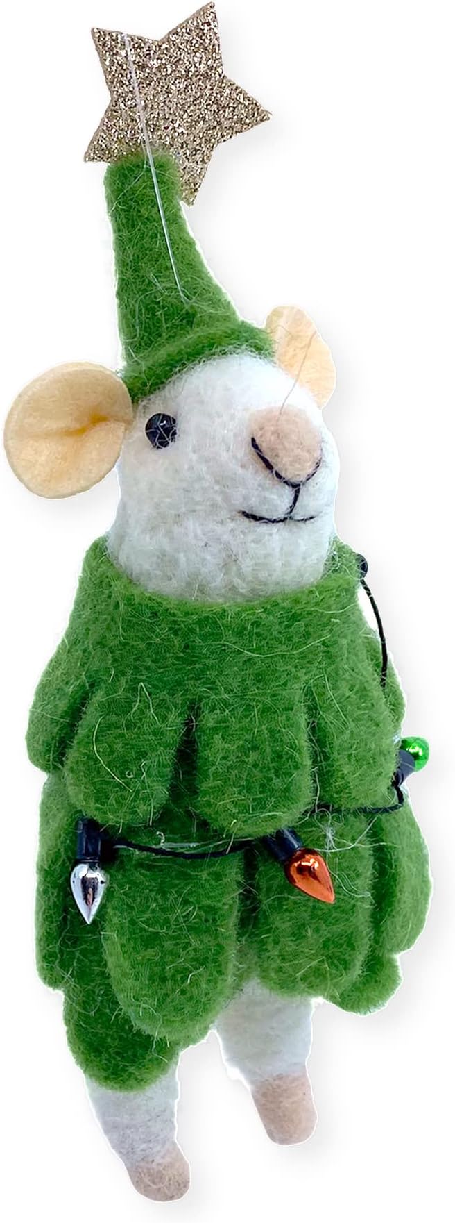 Amazon.com: White Mouse Christmas Tree Ornament - Wool Mouse Dressed as ...