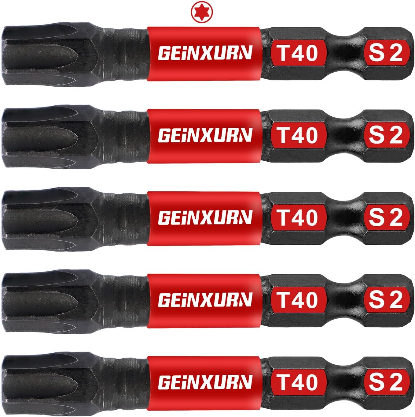 T40 (T-40) Torx/Star Driver Bit - Color Coded T40 Torx/Star Drive Quick Change Shank Bit for ...