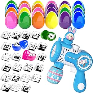Amazon.com: Easter Bunny Bubble Gun & 24 Pack Easter Eggs with Maze ...