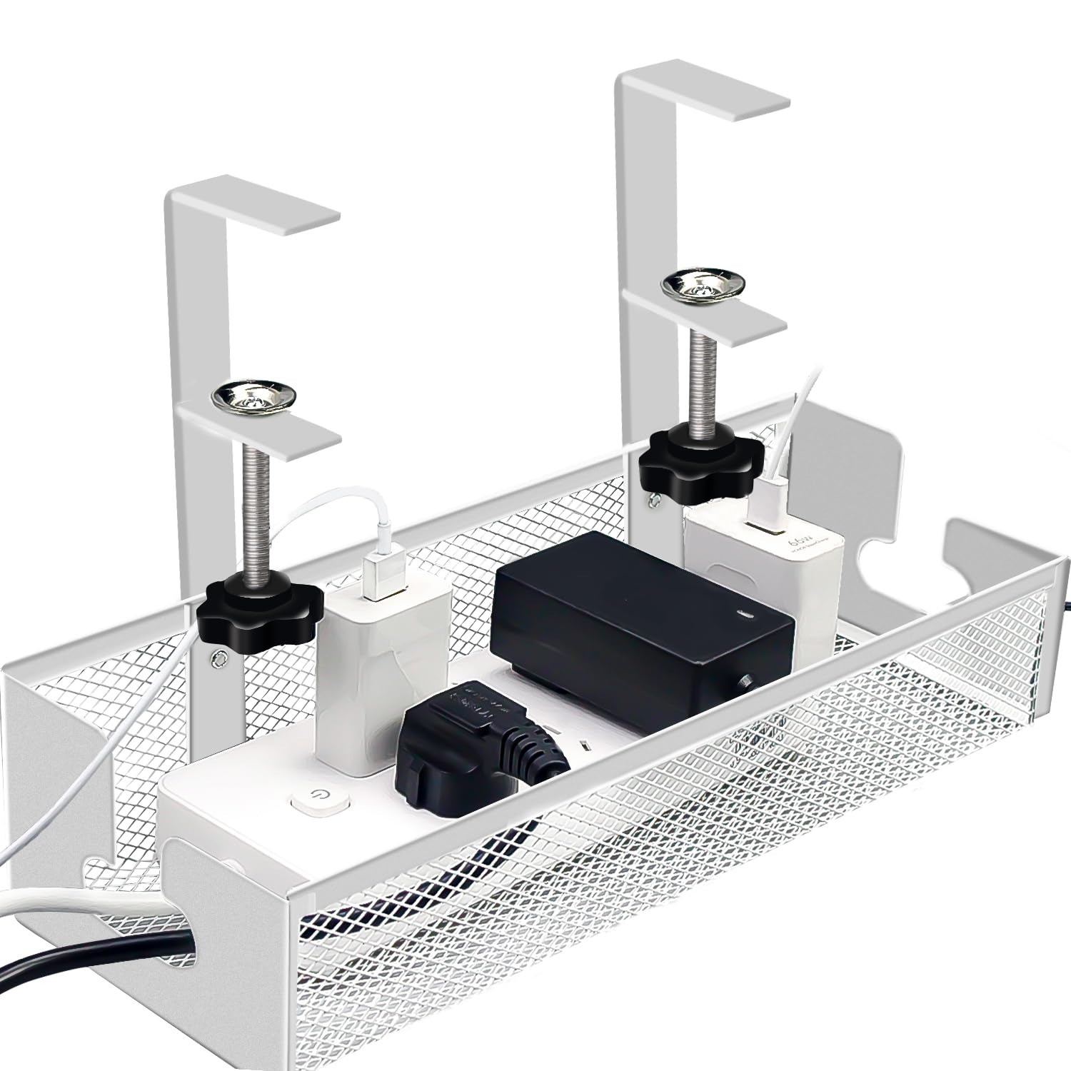 Amazon.com: White Metal Mesh Under Desk Cable Management Tray - No ...