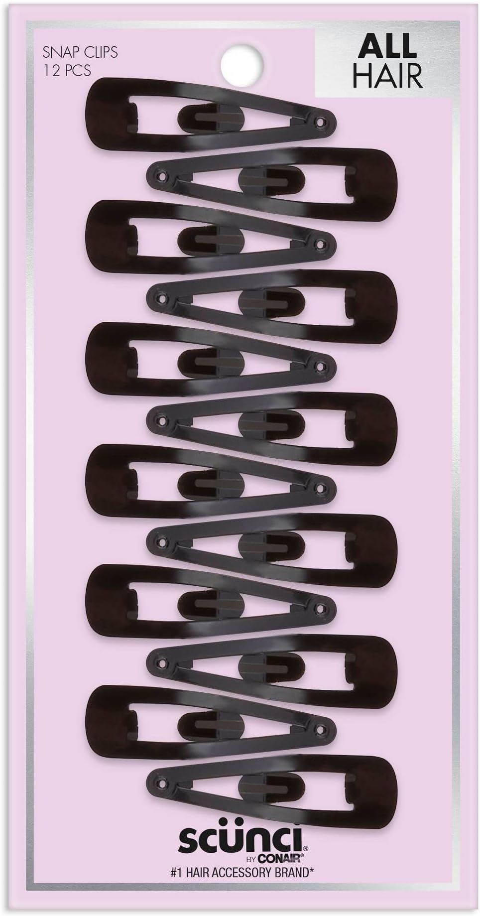 Amazon.com : Scunci Metal Snap Hair Clips for All Hair Types, Black, 12 ...