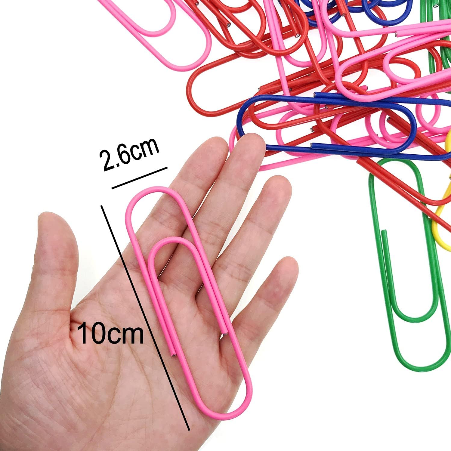 JZK 40 PCS 10cm Large Metal paperclips Coloured, Big Strong Paper Clip ...
