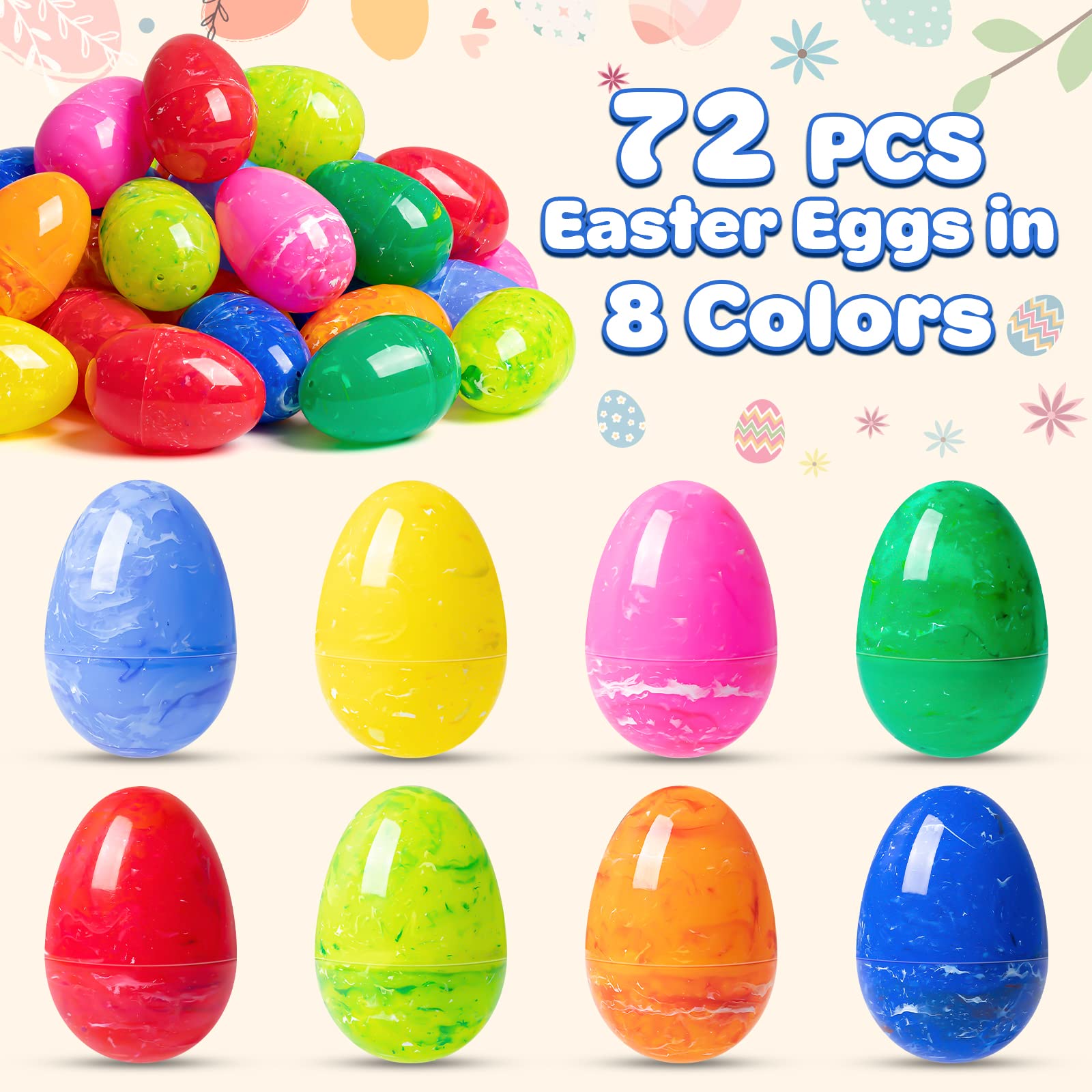 Snapklik.com : 72 PCS Plastic Empty Easter Eggs, 3.15 Large Bulk ...