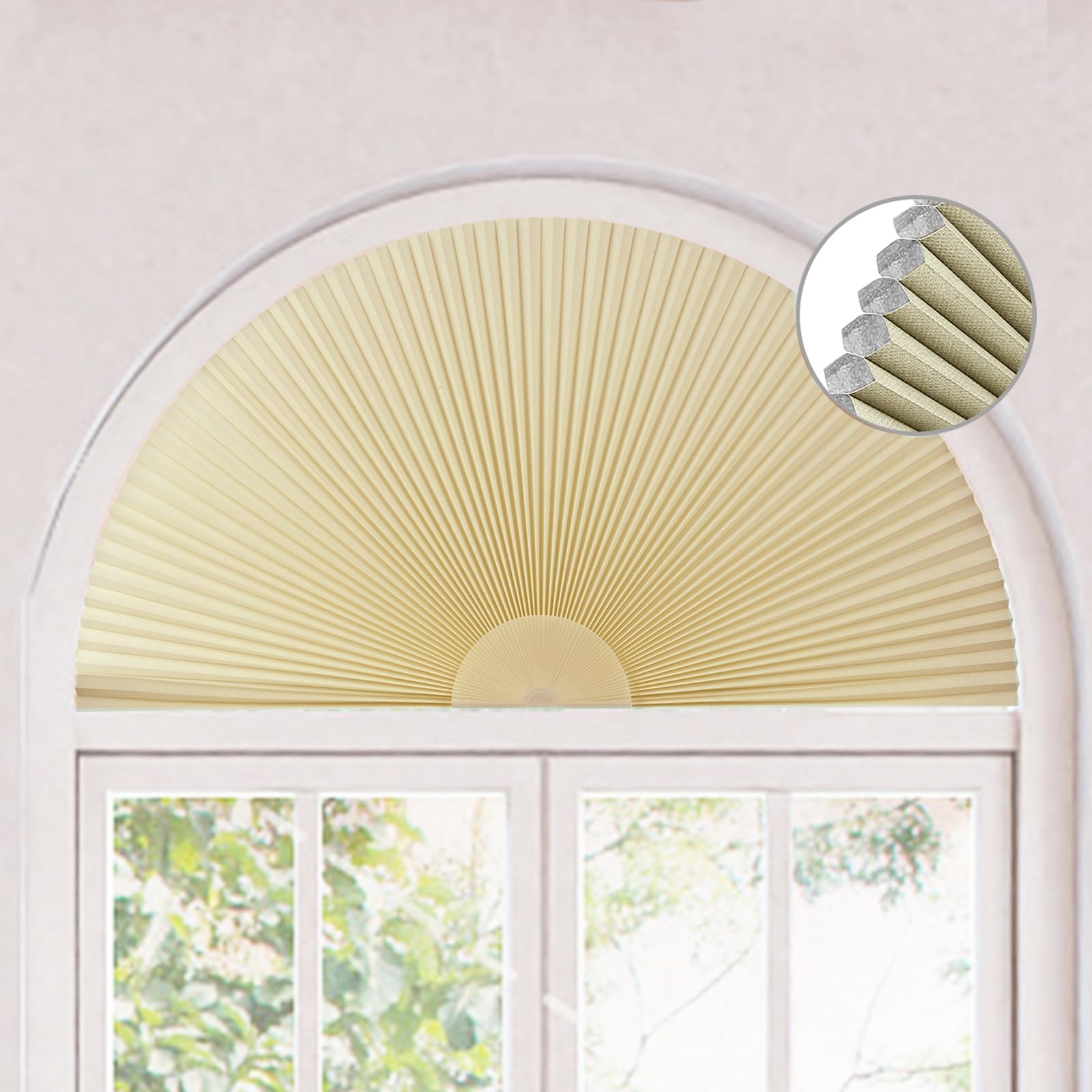 Cordless Moon Window Coverings Arch Window Blackout Cellular Shades ...