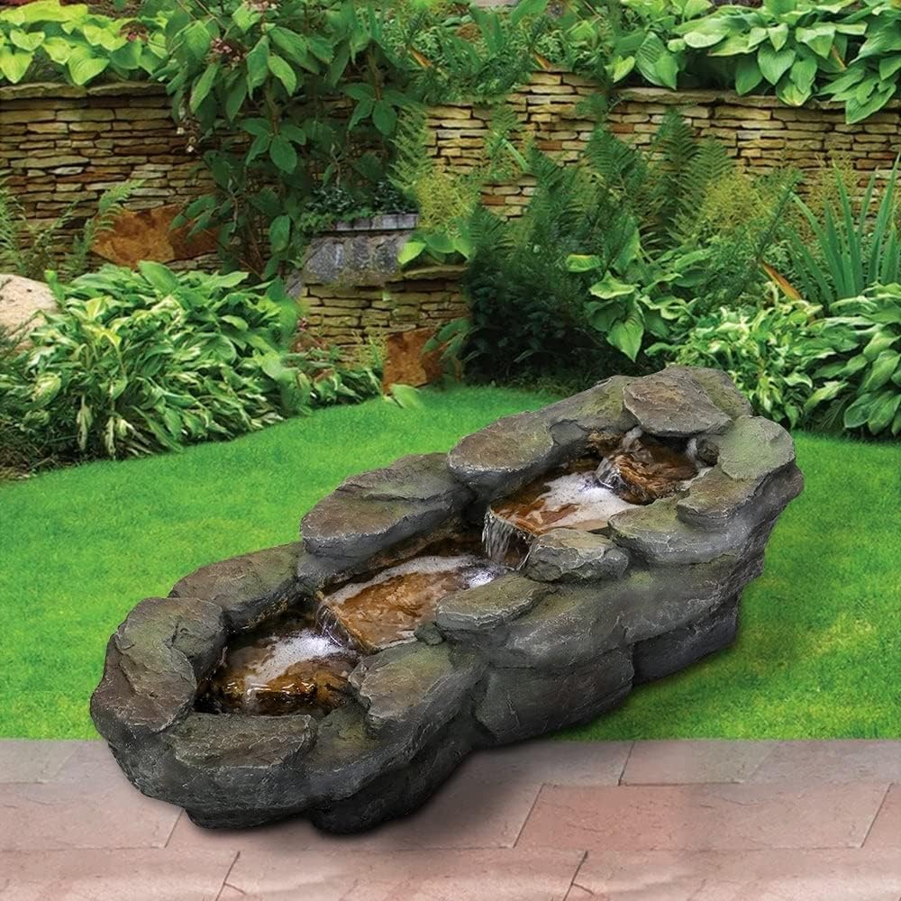 Amazon.com: 4 Tier Waterfall Fountain Water Pump Outdoor Garden 29 ...