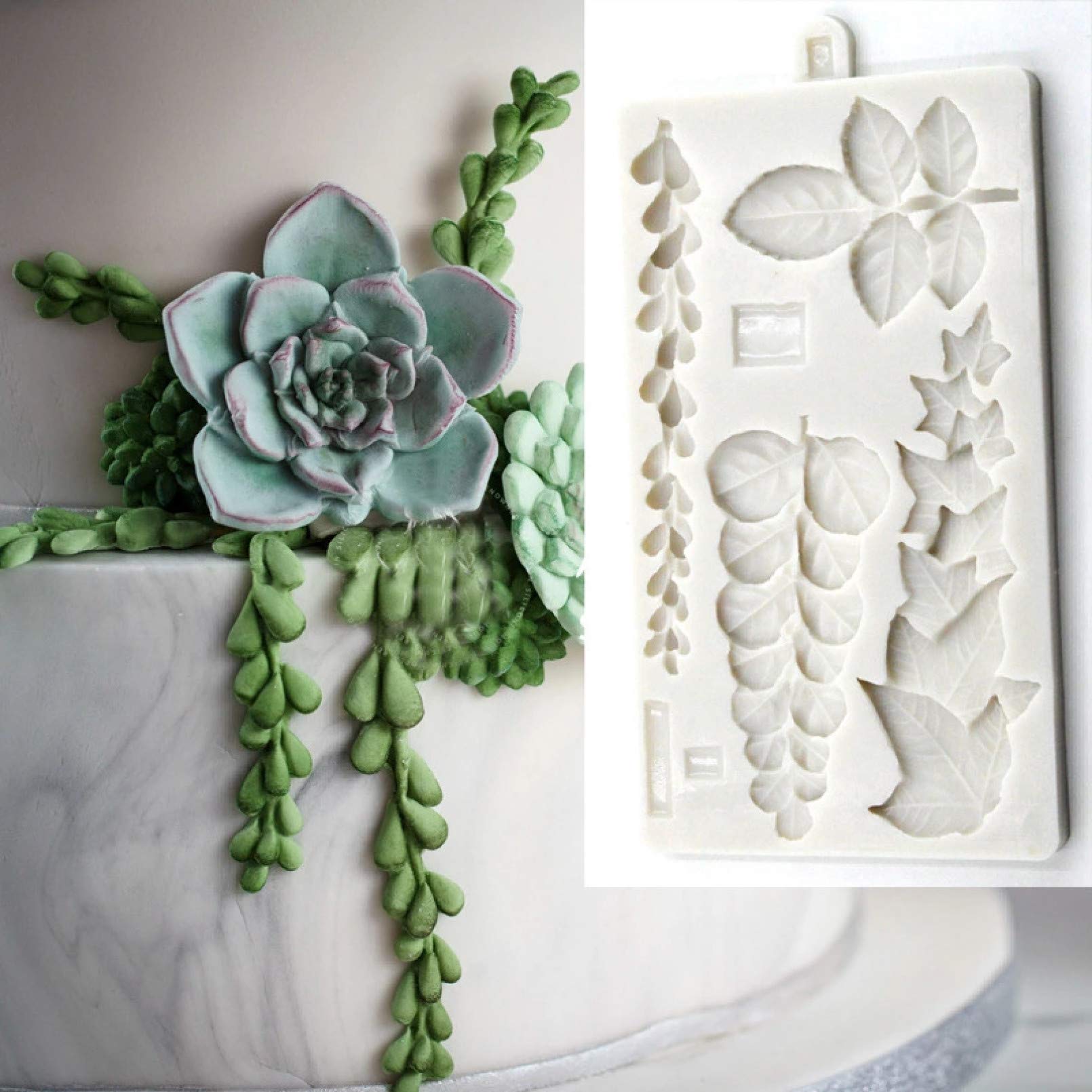 Amazon.com: Fewear Succulent Ivy Rose Eucalyptus Leaves Silicone Mold ...