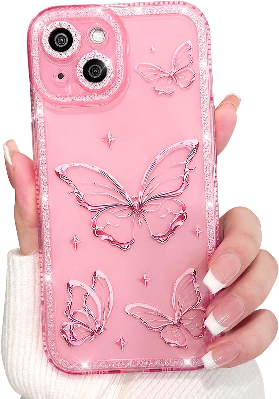 Amazon.com: Changjia for iPhone 15 Clear Glitter Case,Cute 3D Butterfly ...