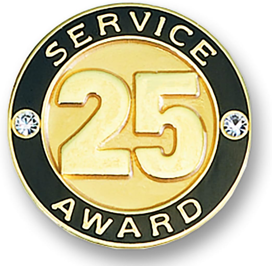 Amazon.com: 25 Year Service Gold Award Pin with Stones : Clothing ...