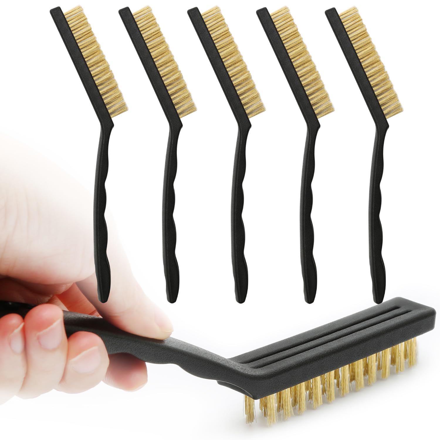 6Pcs Brass Wire Brush Set, Plastic Handles Wire Brush for Cleaning ...