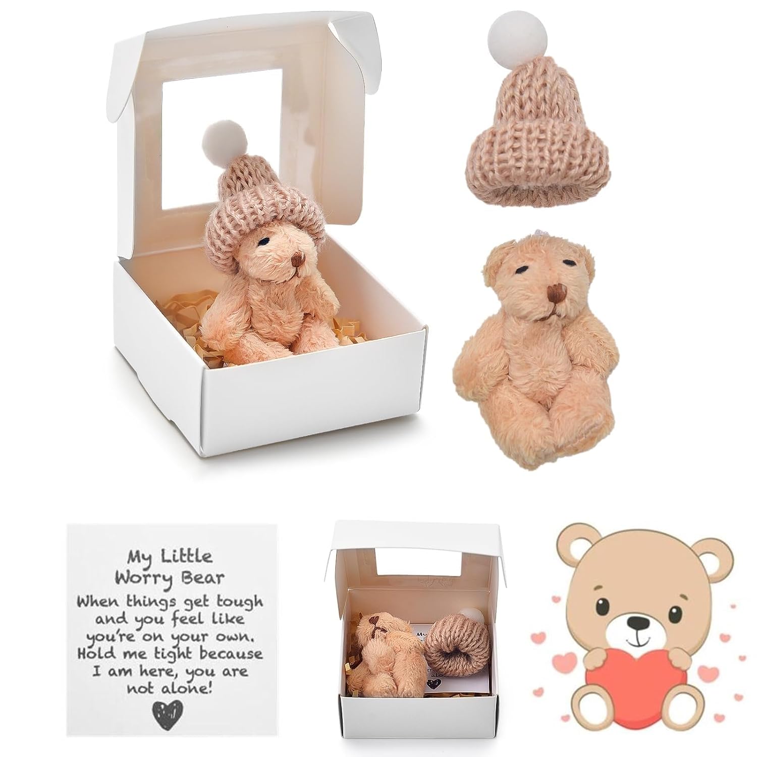 Buy Worry Bear in a Box Little Pocket Bear Hug with Inspirational Cards ...