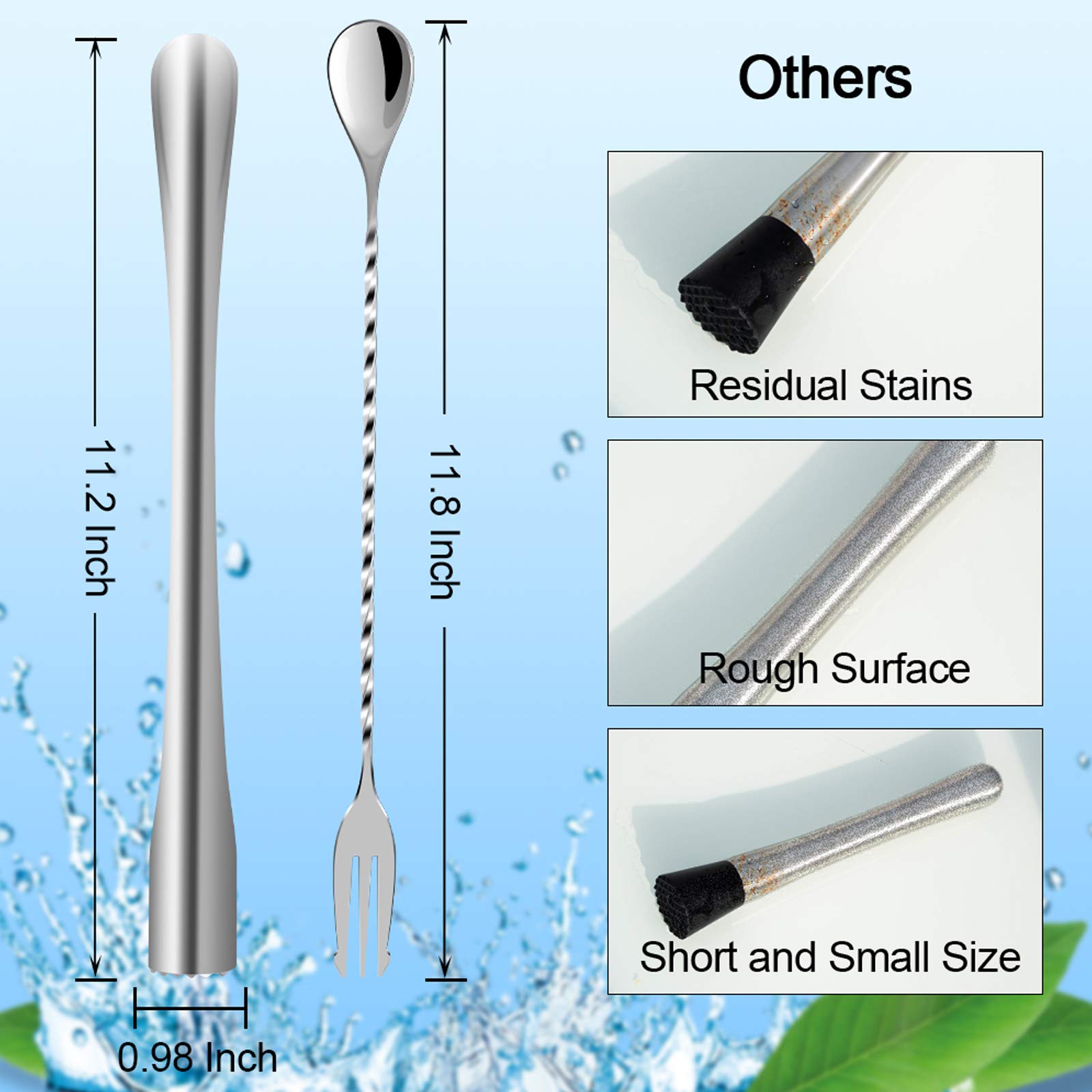 Snapklik.com : Cocktail Muddler 11.2 Inch And Bar Spoon 11.6 Inch ...