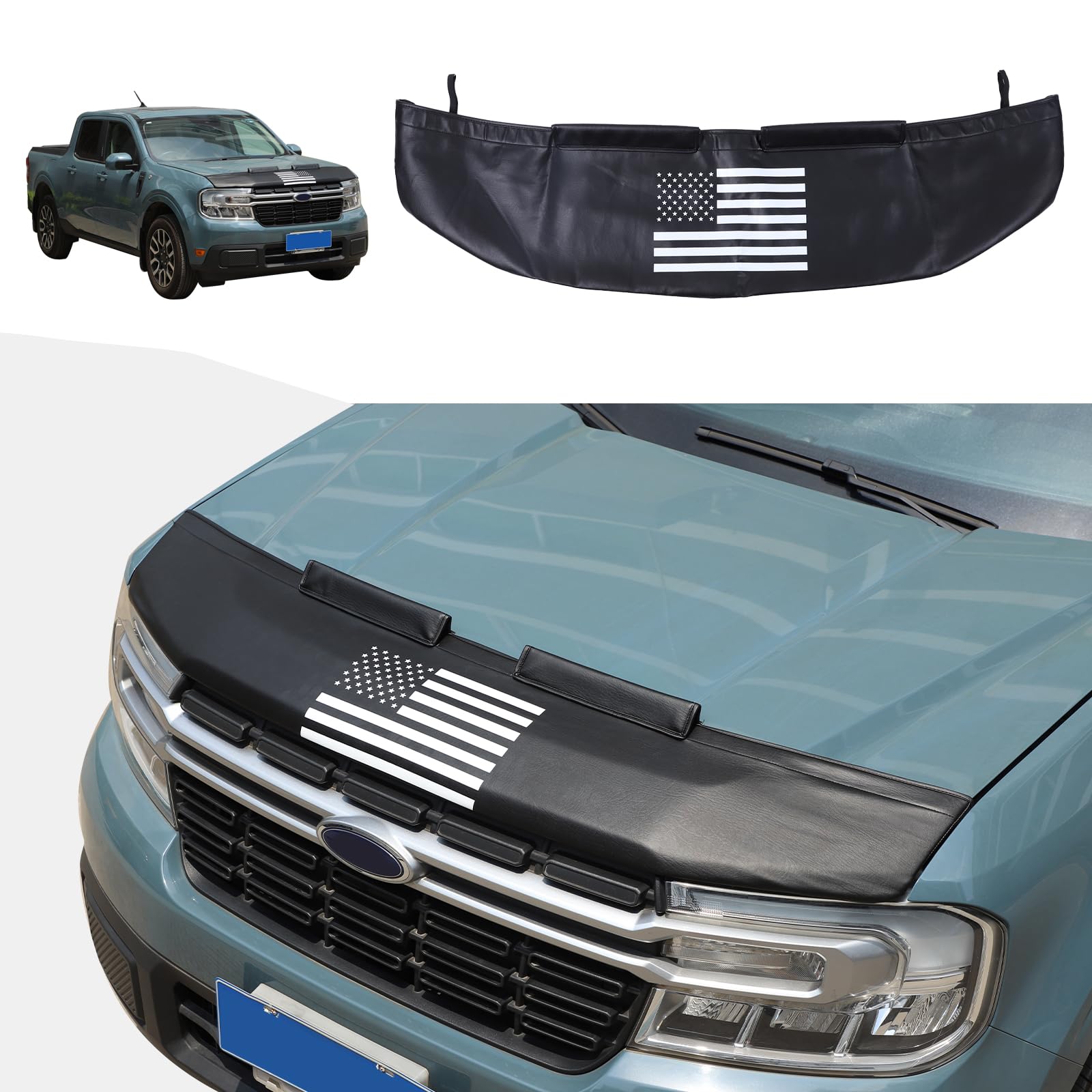2022-2024 Maverick Accessories Black Leather Hood Bra For Ford Maverick ...