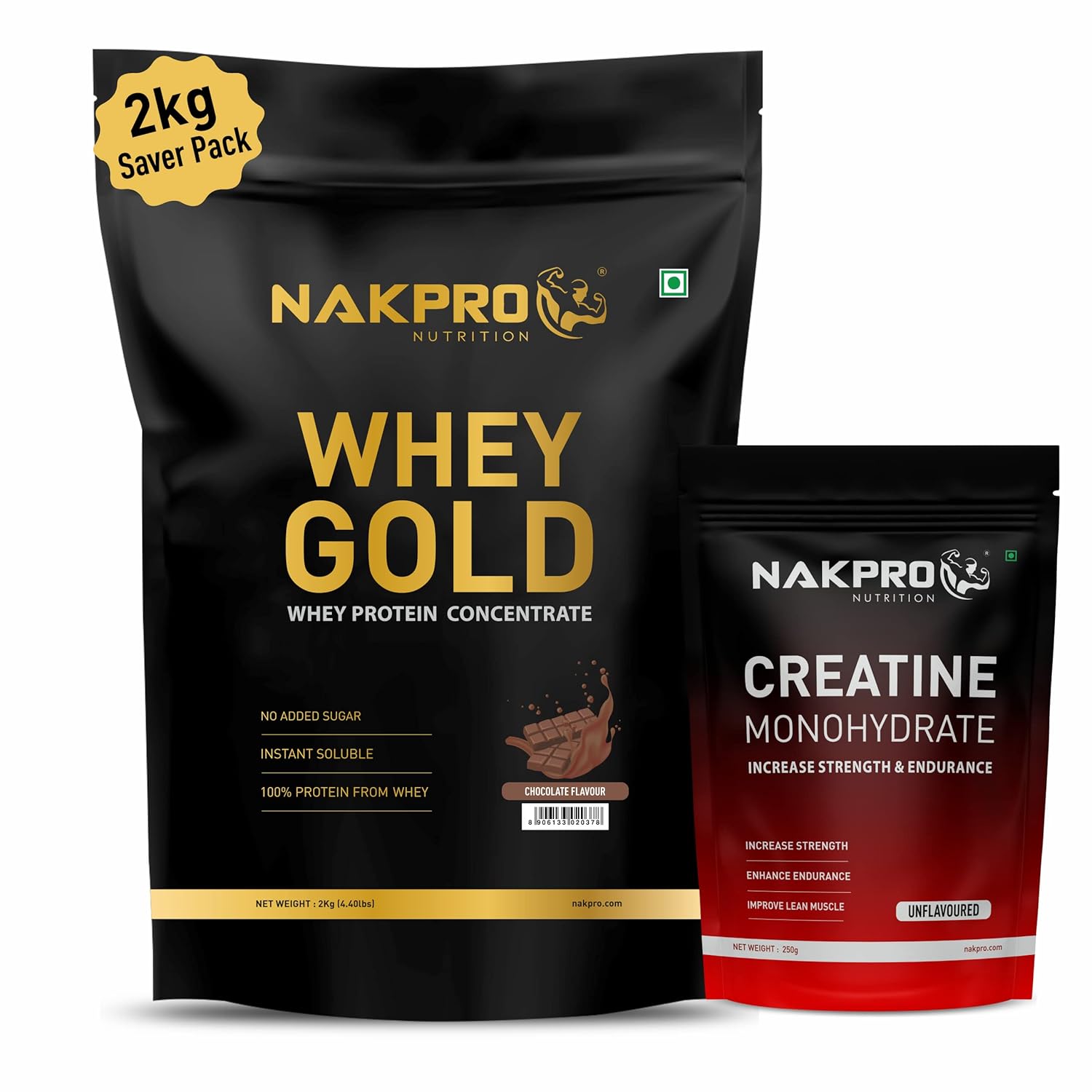 NAKPRO Gold 100% Whey Protein Concentrate with Creatine Monohydrate ...