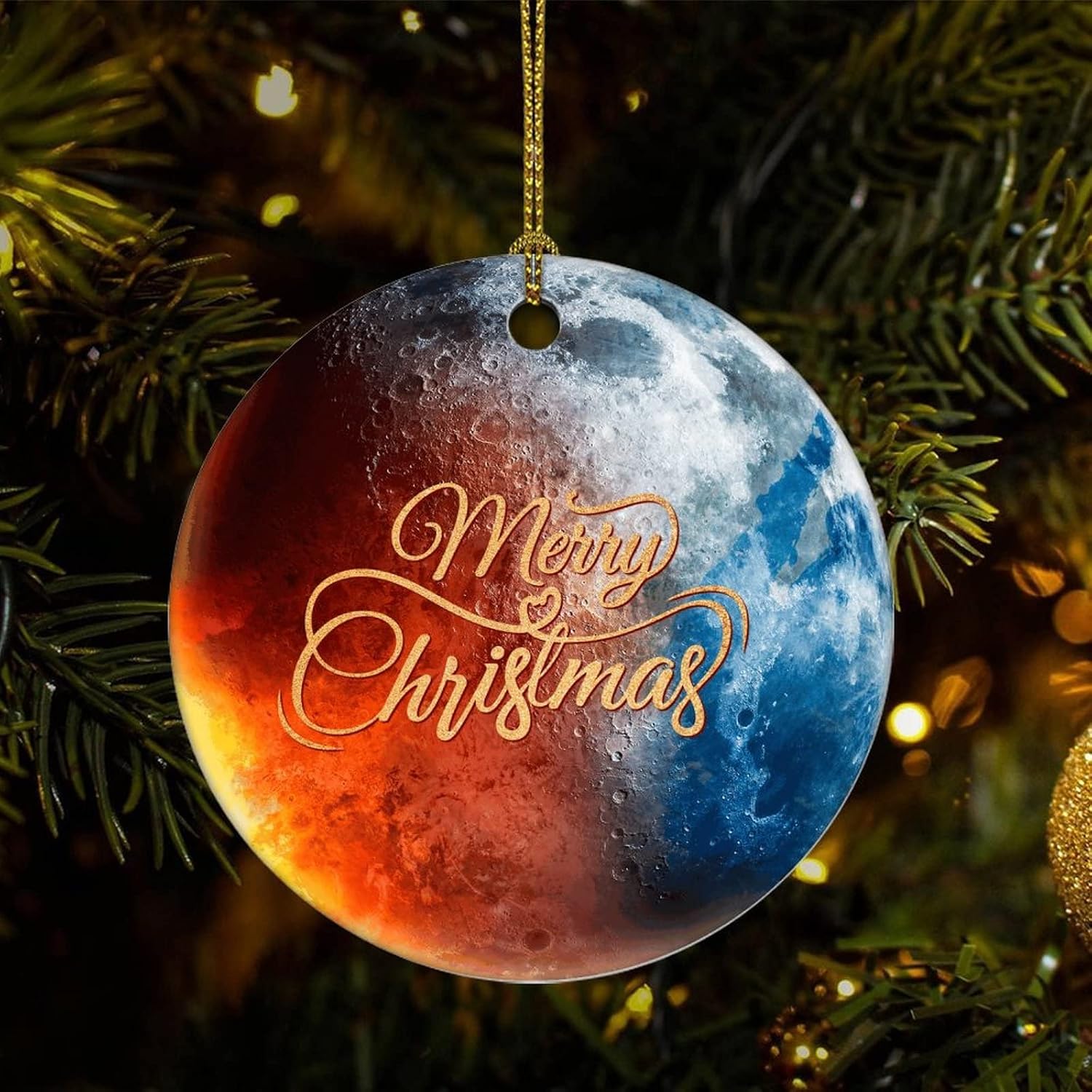Two-Side Printed Cosmic Galactic Planet Ceramic Christmas Ornament ...