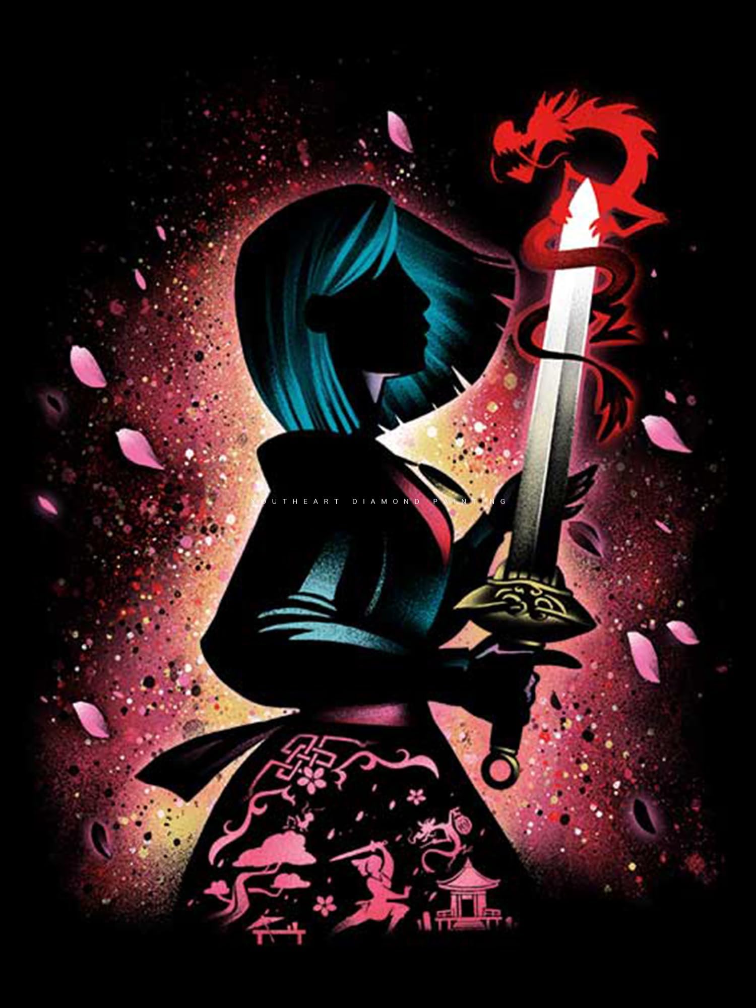 Amazon.com: Youtheart Painting with Diamonds Mulan Diamond Art, 5D Full ...