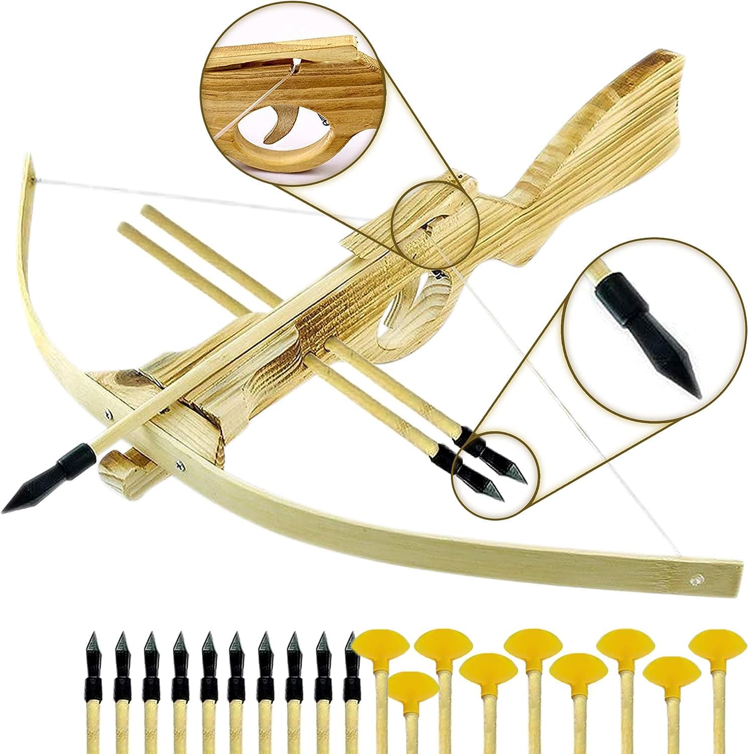 Amazon.com: Handmade Wooden Crossbow - Archery Set with 10 Rubber ...