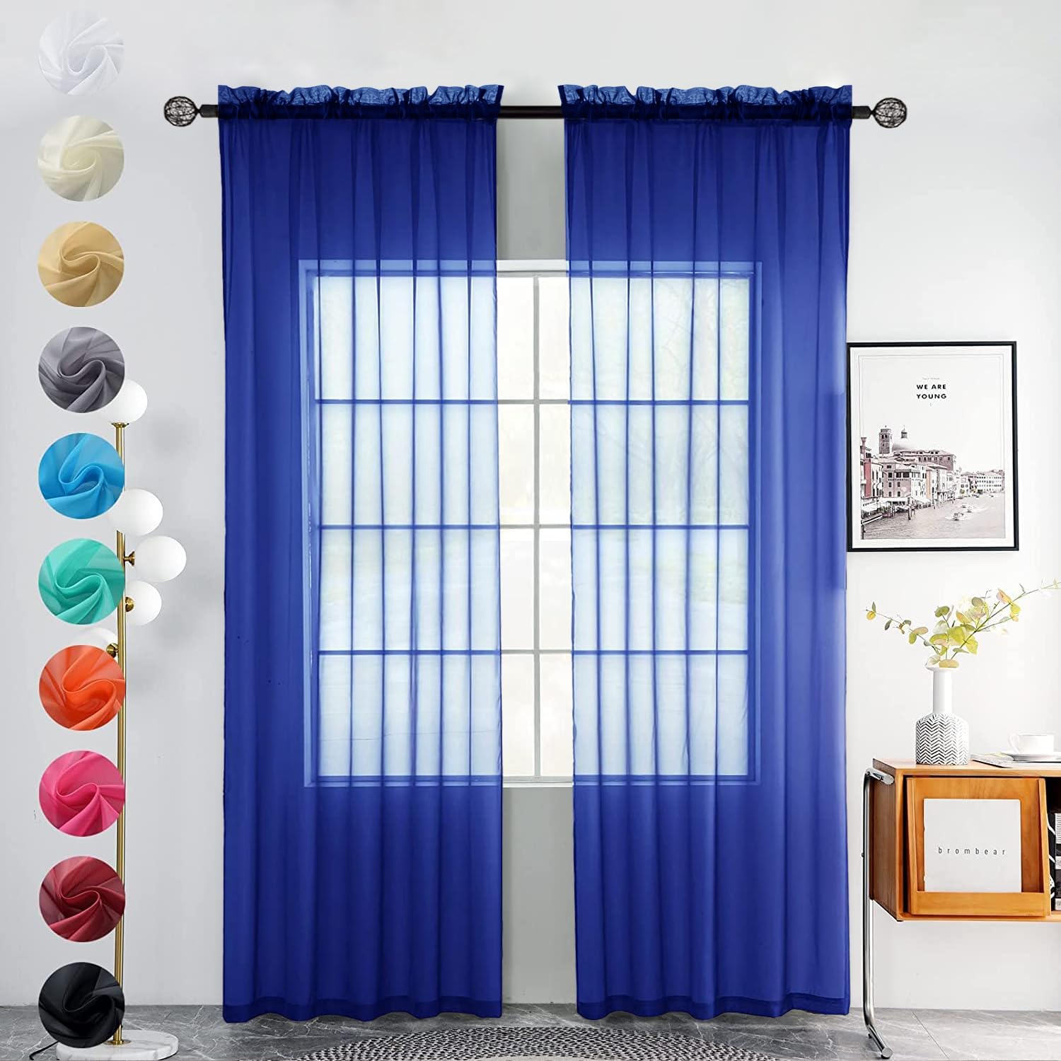 Amazon.com: Decotex Set of 2 Sheer Voile Transparent Window Panel ...