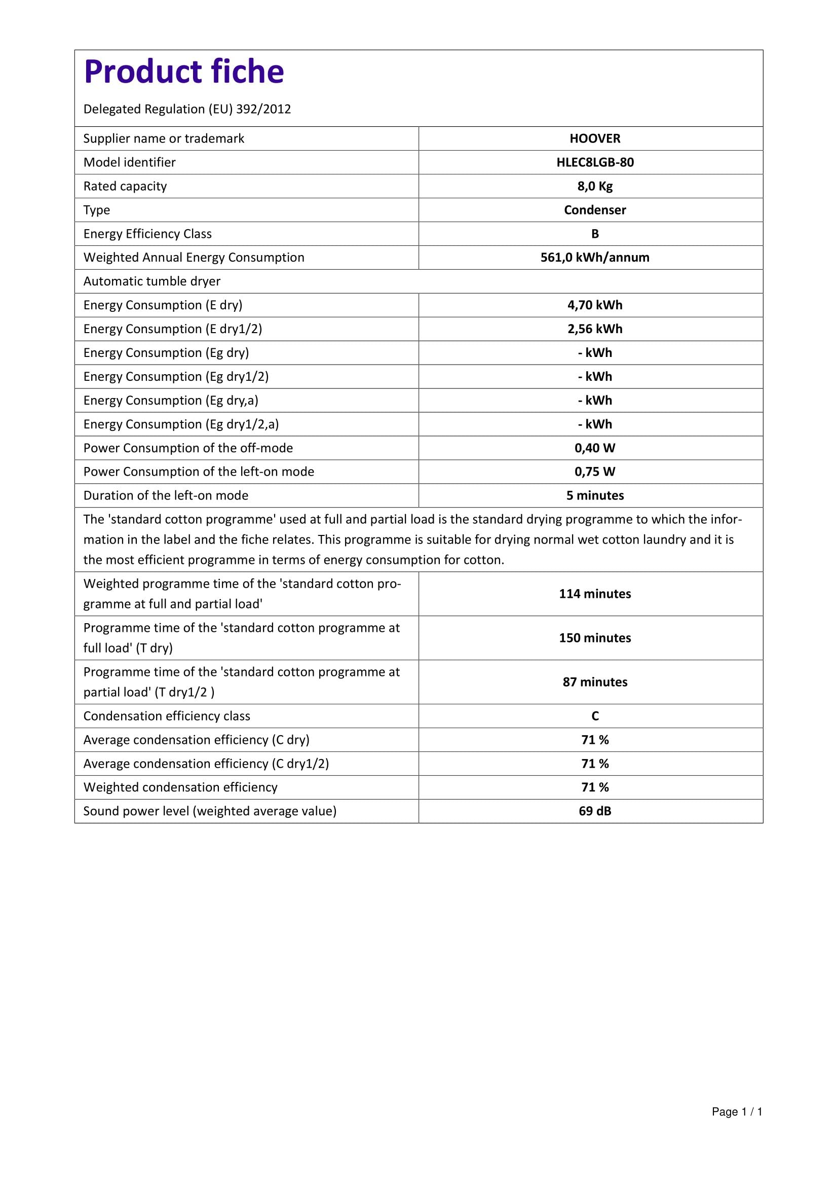 Hoover H-WASH 300 LITE H3W492DABB4/1-80 9kg Freestanding Washing ...