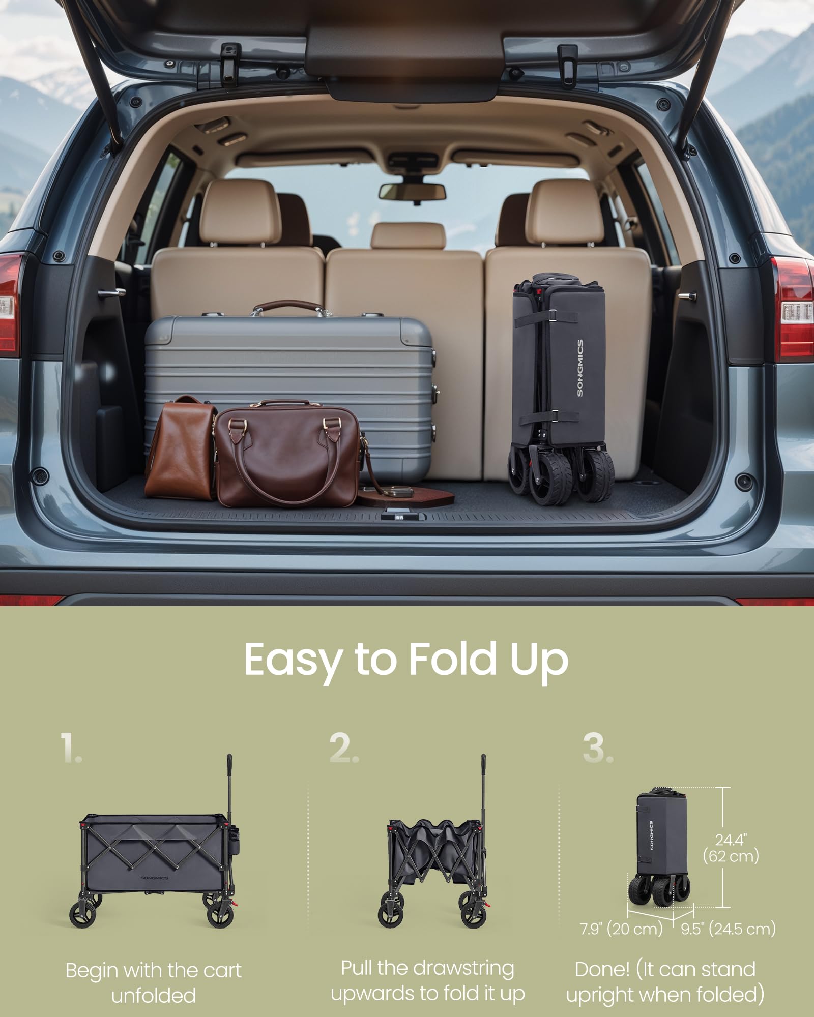 Snapklik.com : SONGMICS 40-Gallon Collaspible Wagon, Wagons Carts ...