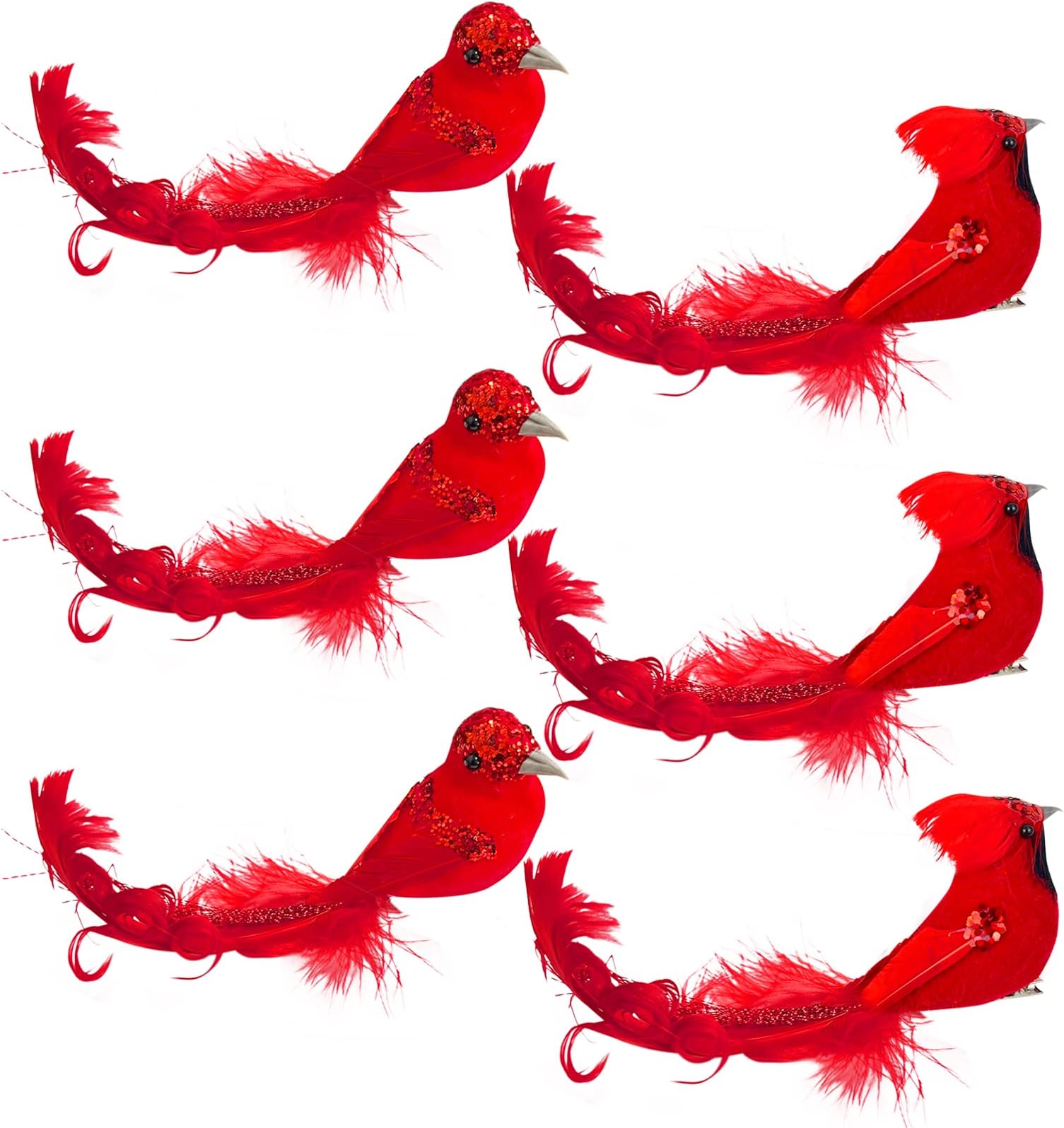 Amazon.com: 6 Pieces Red Bird Cardinal Belt Clip Christmas Tree ...