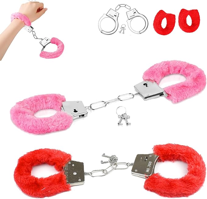 2 Stück Flauschige Handschellen Metall Handschellen, Sexy Pelz ...