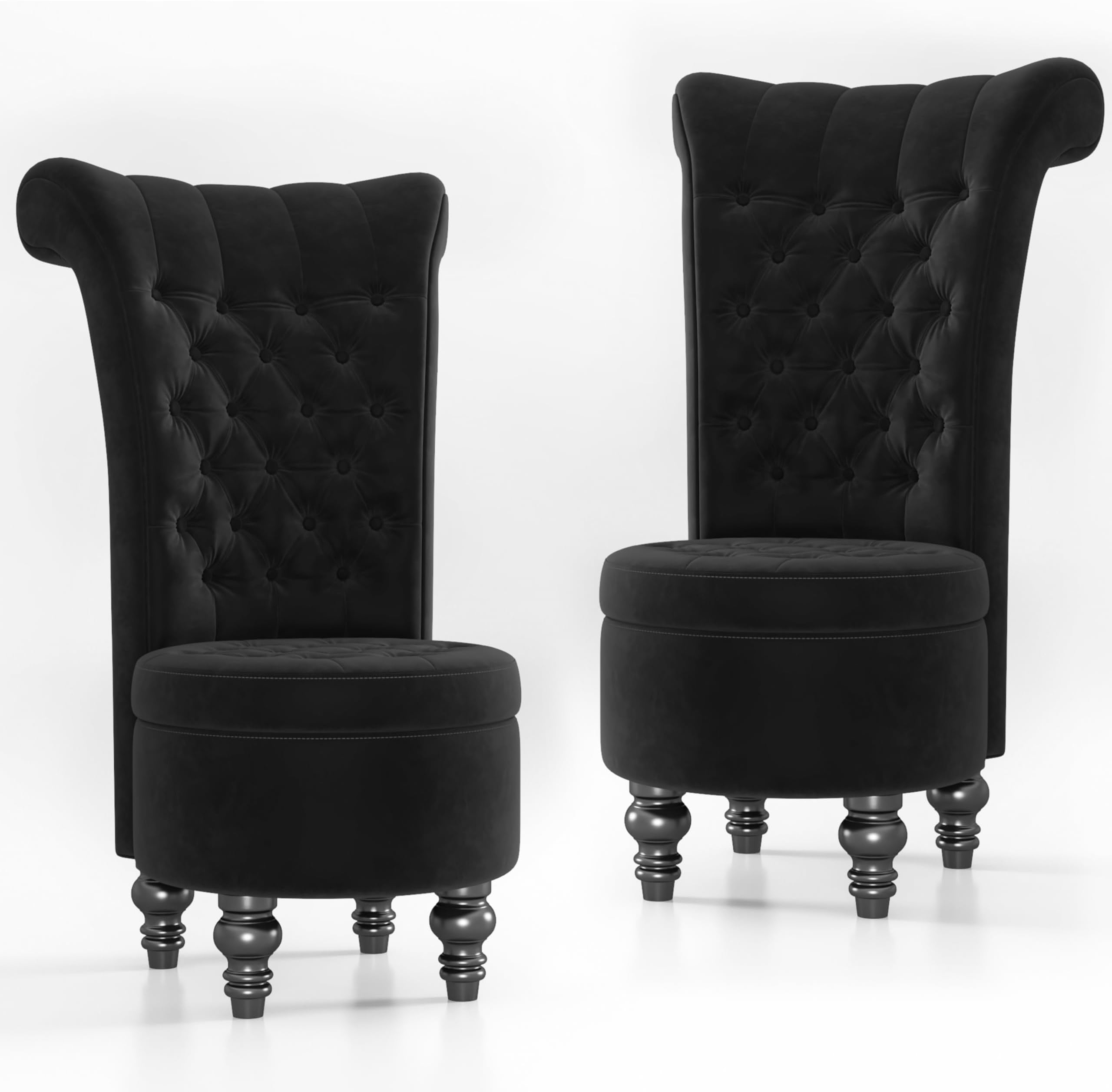 Amazon.com: MU Retro High Back Armless Chair, Set of 2 Button-Tufted ...