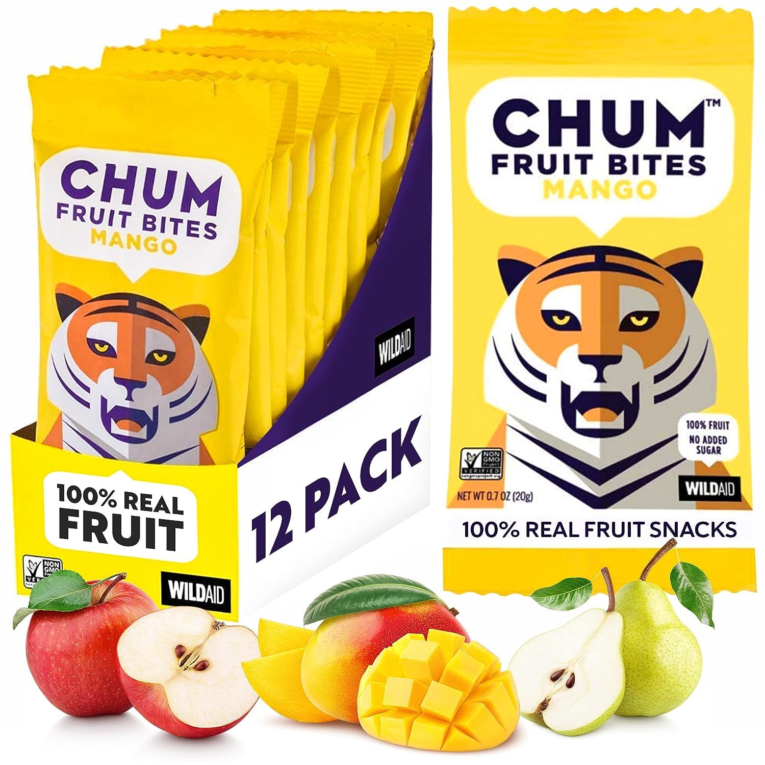 Amazon.com: Chum Fruit Bites 100% Real Fruit Snacks | Mango, 12 Pack ...