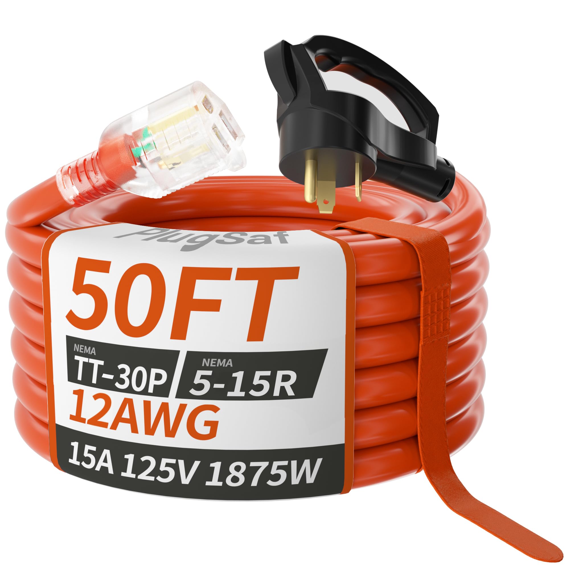 Amazon.com: PlugSaf RV 30 Amp to 110 Adapter Cord Extension 50 FT, NEMA ...