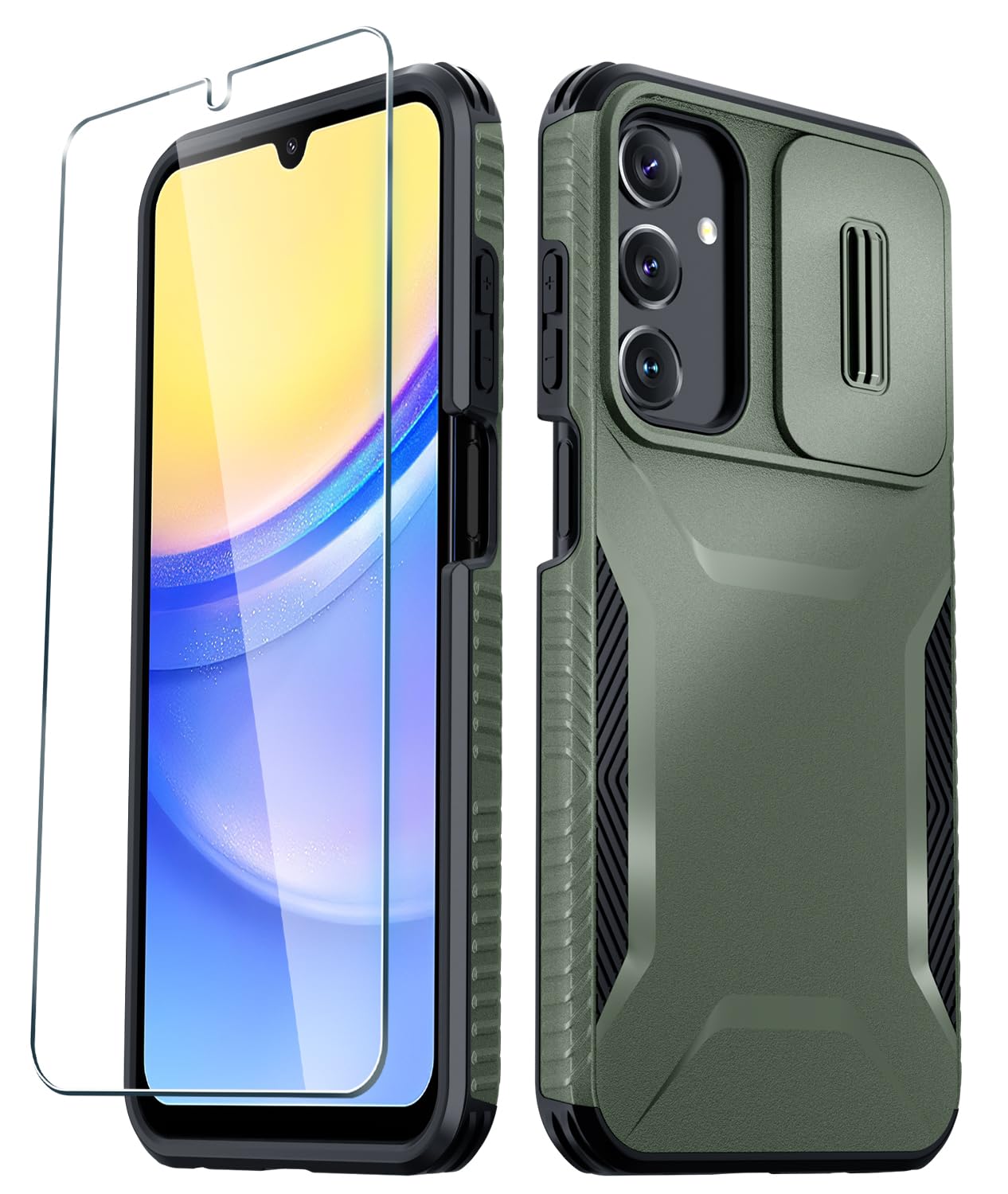 Amazon.com: LATVIN for Samsung Galaxy A25 5G Case with 1 Screen Protector, Built-in Slide Camera ...