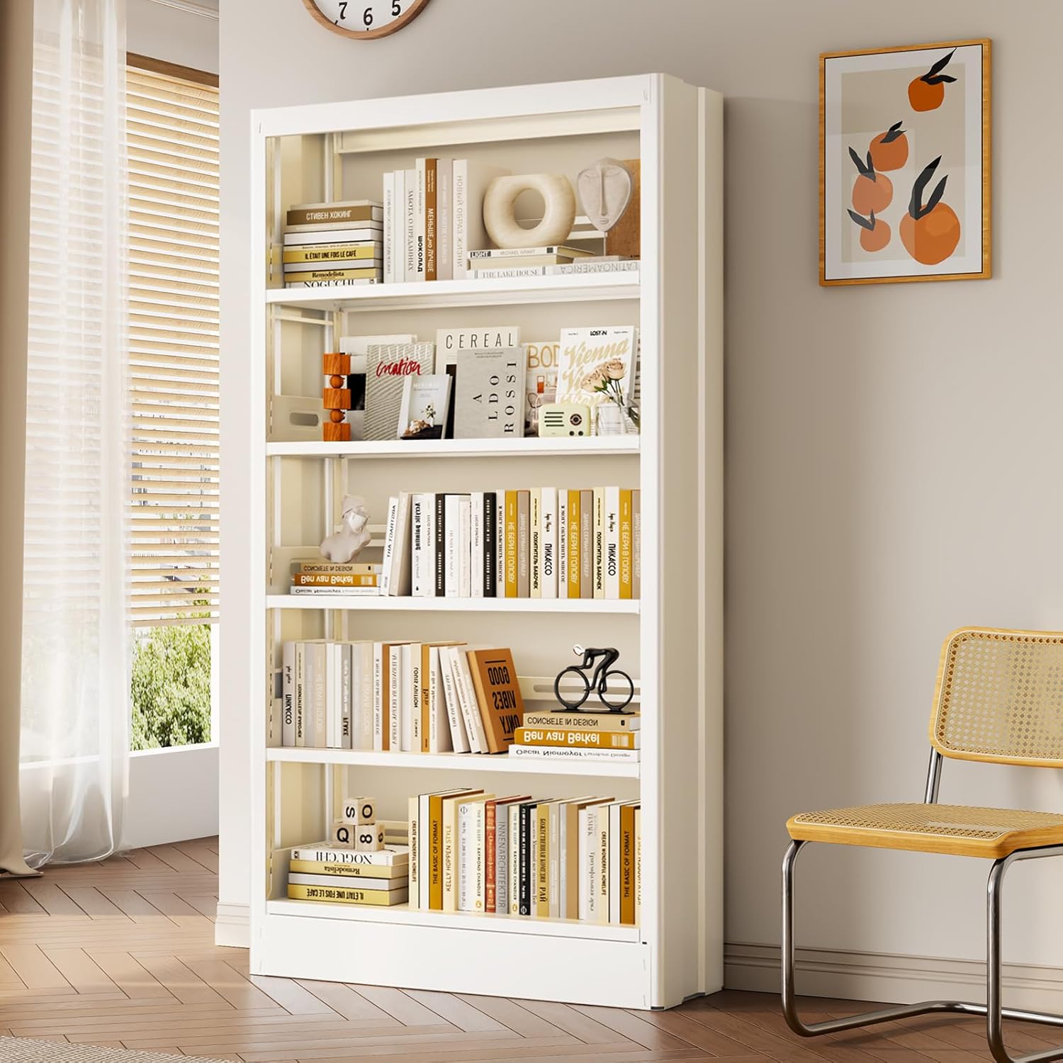 Amazon.com: Qxdyt Heavy Duty Bookcase,5-Tiers White Metal Bookshelf ...