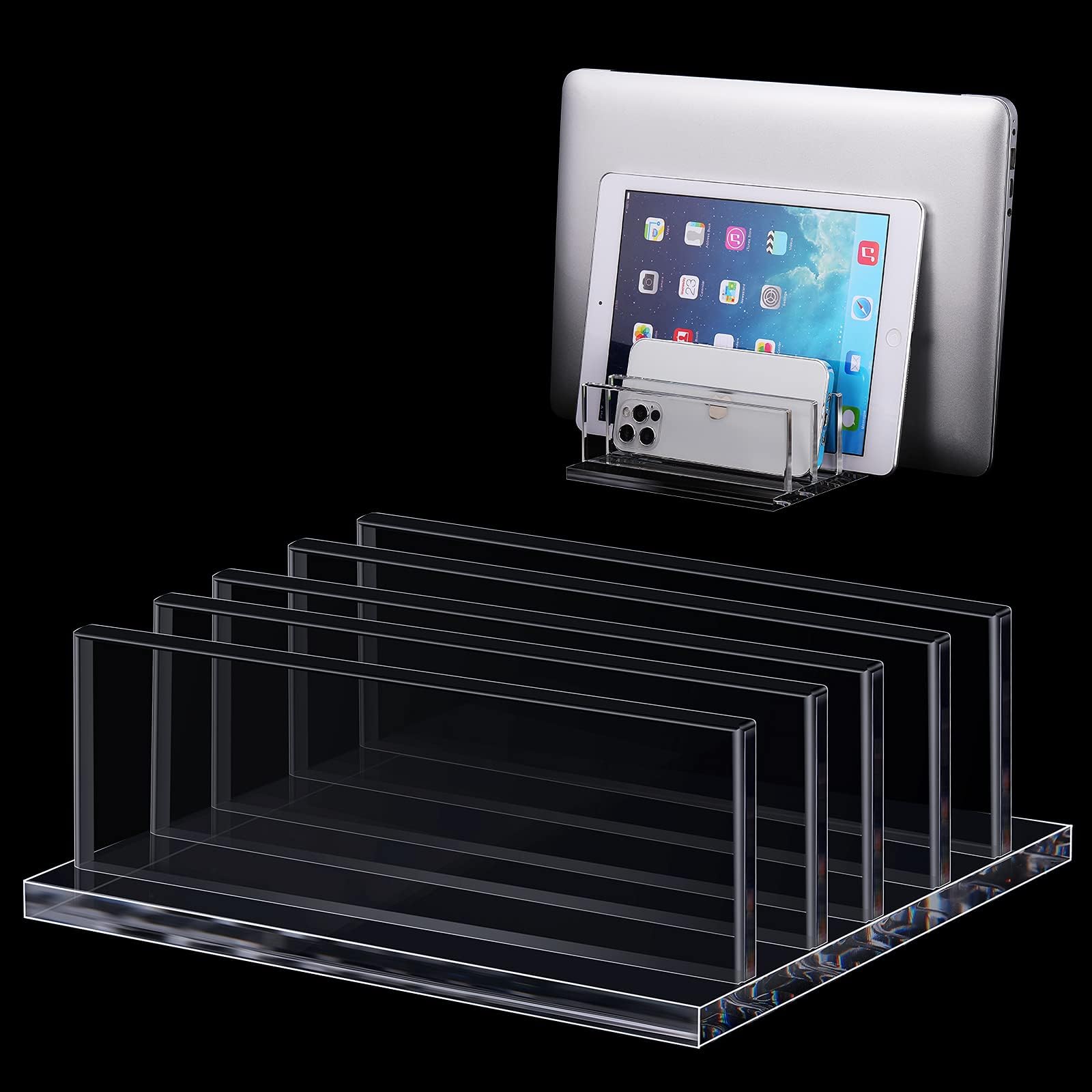 Amazon.com: Frienda 1 Piece 4-Compartment Acrylic Vertical Laptop Stand ...