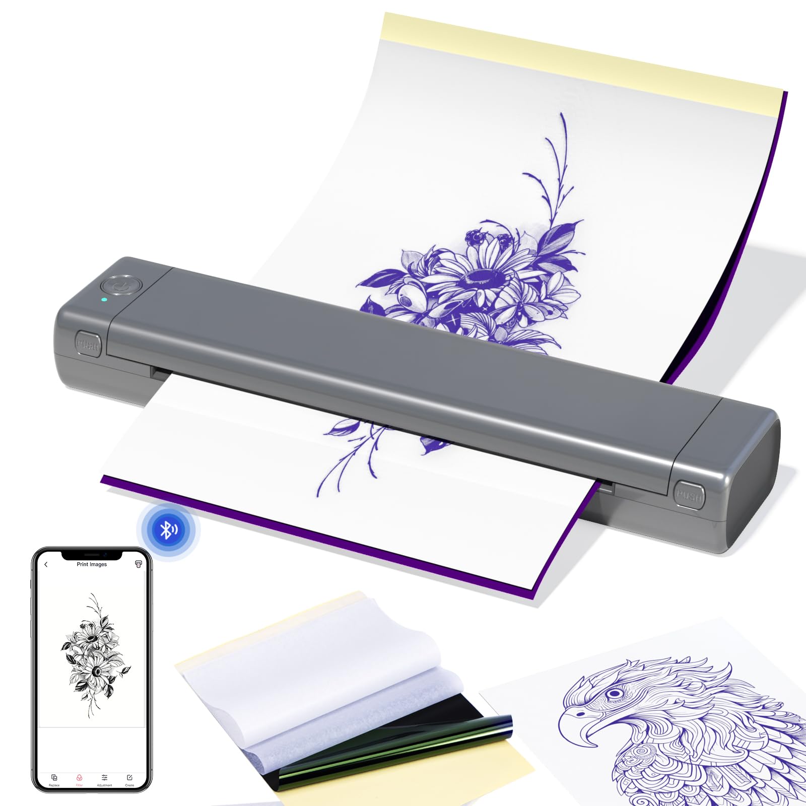 Amazon.com: ASprink M08F Wireless Tattoo Stencil Printer,Thermal Tattoo ...