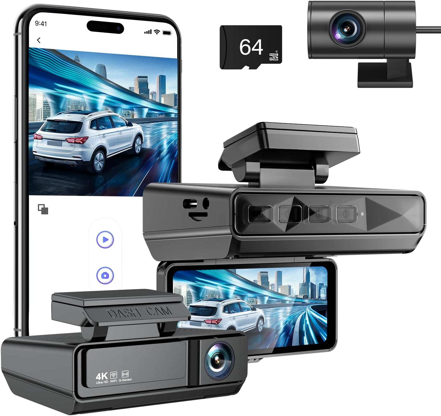 Amazon.com: Dash Cam Front and Rear, 4K Dual Channel Dash Camera for ...