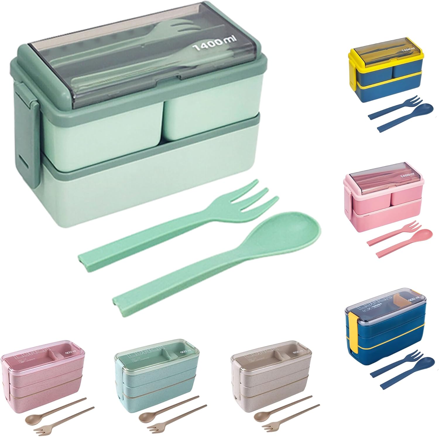 TECHIC Stackable Lunch Box, 2 Layers Bento Lunch Box Containers, 3 ...