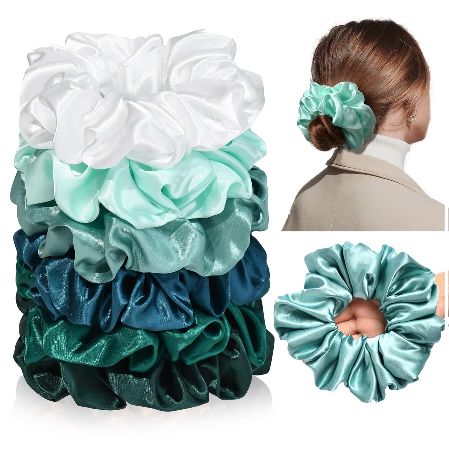 Amazon.com : CEELGON Large Silk Satin Scrunchies for Women Big ...