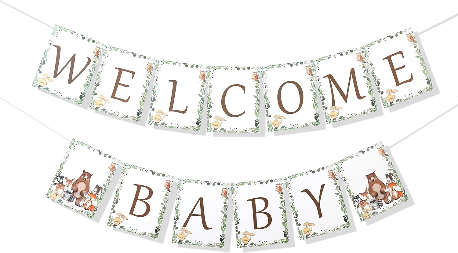Amazon.com: AOQURE Woodland Welcome Baby Banner - Baby Shower Banners ...